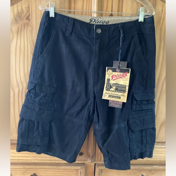 Plugg | Shorts | Mens Plugg Heavy Vintagewash Black Flat Front Chino ...